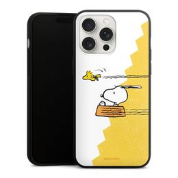 DeinDesign iPhone 15 Pro Max Handy Premium Silikon H&uuml;lle Handyh&uuml;lle schwarz Case Snoopy Peanuts Children Silikon Premium Case