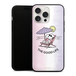 DeinDesign iPhone 15 Pro Max Handy Premium Silikon H&uuml;lle Handyh&uuml;lle schwarz Case Snoopy Official Licensed Product Peanuts Silikon Premium Case