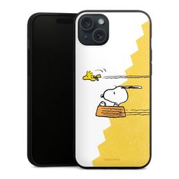 DeinDesign iPhone 15 Plus Handy Premium Silikon H&uuml;lle Handyh&uuml;lle schwarz Case Snoopy Peanuts Children Silikon Premium Case