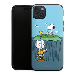 DeinDesign iPhone 15 Plus Handy Premium Silikon H&uuml;lle Handyh&uuml;lle schwarz Case Peanuts Children Snoopy Silikon Premium Case
