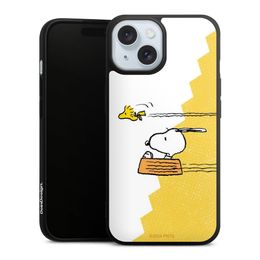 DeinDesign iPhone 15 Handy Premium Silikon H&uuml;lle Handyh&uuml;lle schwarz Case Snoopy Peanuts Children Silikon Premium Case