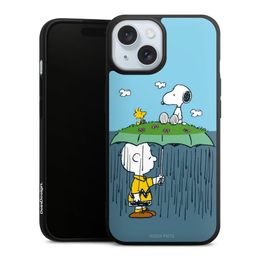 DeinDesign iPhone 15 Handy Premium Silikon H&uuml;lle Handyh&uuml;lle schwarz Case Peanuts Children Snoopy Silikon Premium Case