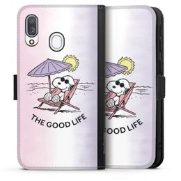 DeinDesign Galaxy A40 Handy Klapph&uuml;lle Handyh&uuml;lle aus Kunst Leder schwarz Flip Case Snoopy Official Licensed Product Peanuts Sideflip mit Lasche