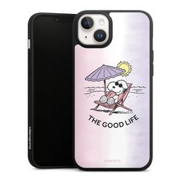 DeinDesign iPhone 14 Handy Premium Silikon H&uuml;lle Handyh&uuml;lle schwarz Case Snoopy Official Licensed Product Peanuts Silikon Premium Case