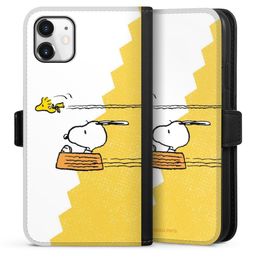 DeinDesign iPhone 11 Handy Klapph&uuml;lle Handyh&uuml;lle aus Kunst Leder schwarz Flip Case Snoopy Peanuts Children Sideflip mit Lasche