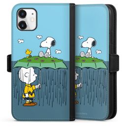 DeinDesign iPhone 11 Handy Klapph&uuml;lle Handyh&uuml;lle aus Kunst Leder schwarz Flip Case Peanuts Children Snoopy Sideflip mit Lasche