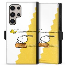 DeinDesign Galaxy S24 Ultra Handy Klapph&uuml;lle Handyh&uuml;lle aus Kunst Leder schwarz Flip Case Snoopy Peanuts Children Sideflip mit Lasche