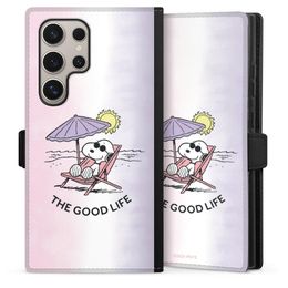 DeinDesign Galaxy S24 Ultra Handy Klapph&uuml;lle Handyh&uuml;lle aus Kunst Leder schwarz Flip Case Snoopy Official Licensed Product Peanuts Sideflip mit Lasche