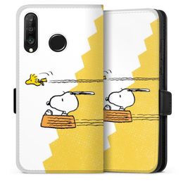 DeinDesign Huawei P30 Lite Handy Klapph&uuml;lle Handyh&uuml;lle aus Kunst Leder schwarz Flip Case Snoopy Peanuts Children Sideflip mit Lasche
