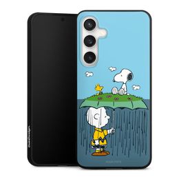 DeinDesign Galaxy S24 FE 5G Handy Premium Silikon H&uuml;lle Handyh&uuml;lle schwarz Case Peanuts Children Snoopy Silikon Premium Case