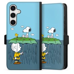 DeinDesign Galaxy S24+ Handy Klapph&uuml;lle Handyh&uuml;lle aus Kunst Leder schwarz Flip Case Peanuts Children Snoopy Sideflip mit Lasche