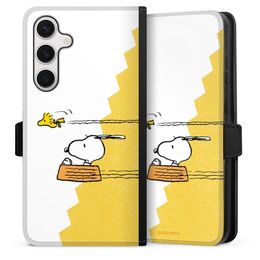 DeinDesign Galaxy S24+ Handy Klapph&uuml;lle Handyh&uuml;lle aus Kunst Leder schwarz Flip Case Snoopy Peanuts Children Sideflip mit Lasche