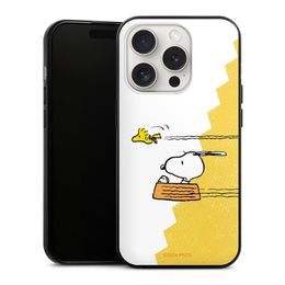 DeinDesign iPhone 15 Pro Handy Slim Case extra d&uuml;nn Silikon Handyh&uuml;lle schwarz H&uuml;lle Snoopy Peanuts Children Silikon Slim Case