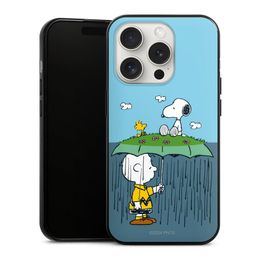 DeinDesign iPhone 15 Pro Handy Slim Case extra d&uuml;nn Silikon Handyh&uuml;lle schwarz H&uuml;lle Peanuts Children Snoopy Silikon Slim Case
