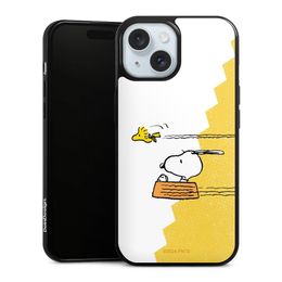 DeinDesign iPhone 15 Handy Slim Case extra d&uuml;nn Silikon Handyh&uuml;lle schwarz H&uuml;lle Snoopy Peanuts Children Silikon Slim Case