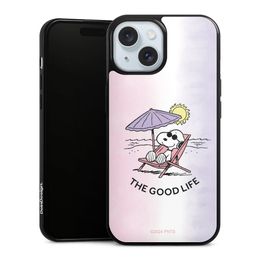 DeinDesign iPhone 15 Handy Slim Case extra d&uuml;nn Silikon Handyh&uuml;lle schwarz H&uuml;lle Snoopy Official Licensed Product Peanuts Silikon Slim Case
