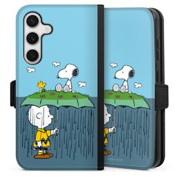DeinDesign Galaxy S24 Handy Klapph&uuml;lle Handyh&uuml;lle aus Kunst Leder schwarz Flip Case Peanuts Children Snoopy Sideflip mit Lasche