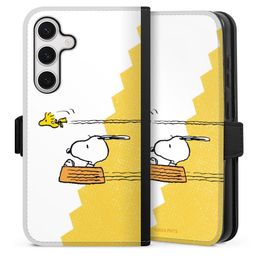 DeinDesign Galaxy S24 Handy Klapph&uuml;lle Handyh&uuml;lle aus Kunst Leder schwarz Flip Case Snoopy Peanuts Children Sideflip mit Lasche
