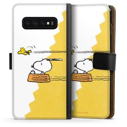 DeinDesign Galaxy S10 Handy Klapph&uuml;lle Handyh&uuml;lle aus Kunst Leder schwarz Flip Case Snoopy Peanuts Children Sideflip mit Lasche