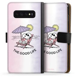 DeinDesign Galaxy S10 Handy Klapph&uuml;lle Handyh&uuml;lle aus Kunst Leder schwarz Flip Case Snoopy Official Licensed Product Peanuts Sideflip mit Lasche