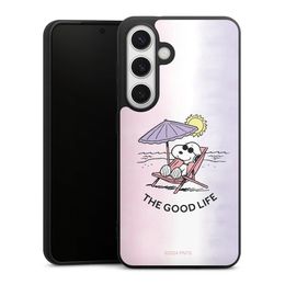 DeinDesign Galaxy S24 Handy Premium Silikon H&uuml;lle Handyh&uuml;lle schwarz Case Snoopy Official Licensed Product Peanuts Silikon Premium Case