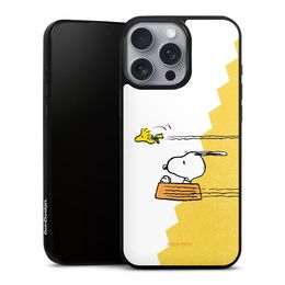 DeinDesign iPhone 16 Pro Max Handy Slim Case extra d&uuml;nn Silikon Handyh&uuml;lle schwarz H&uuml;lle Snoopy Peanuts Children Silikon Slim Case