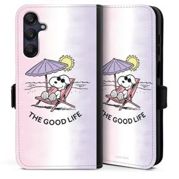 DeinDesign Galaxy A25 5G Handy Klapph&uuml;lle Handyh&uuml;lle aus Kunst Leder schwarz Flip Case Snoopy Official Licensed Product Peanuts Sideflip mit Lasche