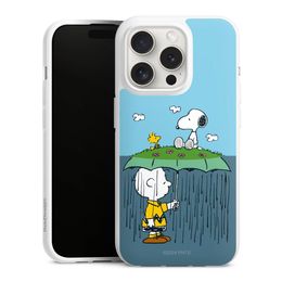 DeinDesign iPhone 15 Pro Handy Silikon H&uuml;lle Case wei&szlig; Handyh&uuml;lle Peanuts Children Snoopy Silikon Case