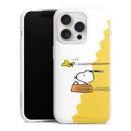 DeinDesign iPhone 15 Pro Handy Silikon H&uuml;lle Case wei&szlig; Handyh&uuml;lle Snoopy Peanuts Children Silikon Case