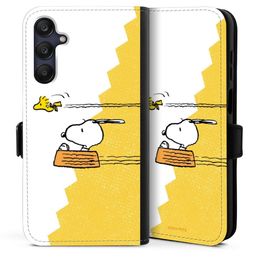 DeinDesign Galaxy A25 5G Handy Klapph&uuml;lle Handyh&uuml;lle aus Kunst Leder schwarz Flip Case Snoopy Peanuts Children Sideflip mit Lasche