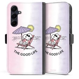 DeinDesign Galaxy A35 5G Handy Klapph&uuml;lle Handyh&uuml;lle aus Kunst Leder schwarz Flip Case Snoopy Official Licensed Product Peanuts Sideflip mit Lasche