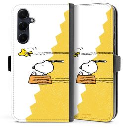 DeinDesign Galaxy A35 5G Handy Klapph&uuml;lle Handyh&uuml;lle aus Kunst Leder schwarz Flip Case Snoopy Peanuts Children Sideflip mit Lasche
