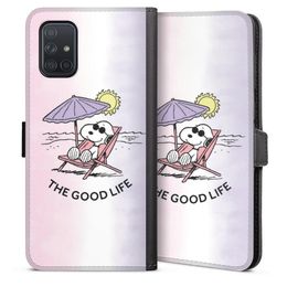 DeinDesign Galaxy A71 Handy Klapph&uuml;lle Handyh&uuml;lle aus Kunst Leder schwarz Flip Case Snoopy Official Licensed Product Peanuts Sideflip mit Lasche