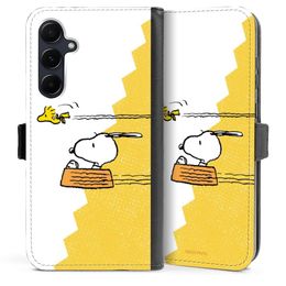 DeinDesign Galaxy A55 5G Handy Klapph&uuml;lle Handyh&uuml;lle aus Kunst Leder schwarz Flip Case Snoopy Peanuts Children Sideflip mit Lasche