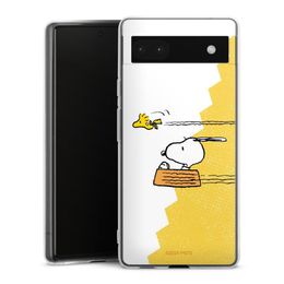 DeinDesign Google Pixel 6a Handy Silikon H&uuml;lle Case transparent Handyh&uuml;lle Snoopy Peanuts Children Silikon Case