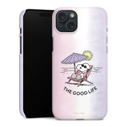 DeinDesign iPhone 15 Plus Handy Premium Case Smartphone Handyh&uuml;lle Schutzh&uuml;lle gl&auml;nzend Snoopy Official Licensed Product Peanuts Premium Case