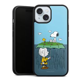 DeinDesign iPhone 15 Handy Gallery Case Handyh&uuml;lle 9H Geh&auml;rtetes Glas R&uuml;ckseite H&uuml;lle Peanuts Children Snoopy Gallery Case