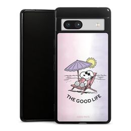 DeinDesign Google Pixel 7a Handy Silikon H&uuml;lle Case schwarz Handyh&uuml;lle Snoopy Official Licensed Product Peanuts