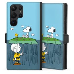 DeinDesign Galaxy S23 Ultra Handy Klapph&uuml;lle Handyh&uuml;lle aus Kunst Leder schwarz Flip Case Peanuts Children Snoopy Sideflip mit Lasche