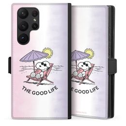 DeinDesign Galaxy S23 Ultra Handy Klapph&uuml;lle Handyh&uuml;lle aus Kunst Leder schwarz Flip Case Snoopy Official Licensed Product Peanuts Sideflip mit Lasche