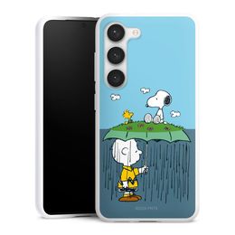 DeinDesign Galaxy S23 Handy Silikon H&uuml;lle Case wei&szlig; Handyh&uuml;lle Peanuts Children Snoopy Silikon Case