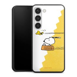 DeinDesign Galaxy S23 Handy Premium Silikon H&uuml;lle Handyh&uuml;lle schwarz Case Snoopy Peanuts Children Silikon Premium Case