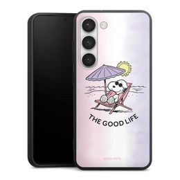 DeinDesign Galaxy S23 Handy Premium Silikon H&uuml;lle Handyh&uuml;lle schwarz Case Snoopy Official Licensed Product Peanuts Silikon Premium Case