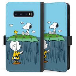 DeinDesign Galaxy S10 Plus Handy Klapph&uuml;lle Handyh&uuml;lle aus Kunst Leder schwarz Flip Case Peanuts Children Snoopy Sideflip mit Lasche