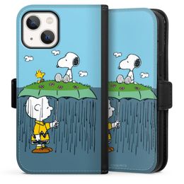 DeinDesign Galaxy A51 Handy Klapph&uuml;lle Handyh&uuml;lle aus Kunst Leder schwarz Flip Case Peanuts Children Snoopy Sideflip mit Lasche
