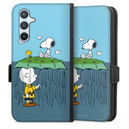 DeinDesign Galaxy A54 5G Handy Klapph&uuml;lle Handyh&uuml;lle aus Kunst Leder schwarz Flip Case Peanuts Children Snoopy Sideflip mit Lasche