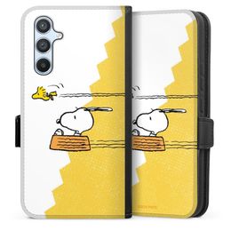 DeinDesign Galaxy A54 5G Handy Klapph&uuml;lle Handyh&uuml;lle aus Kunst Leder schwarz Flip Case Snoopy Peanuts Children Sideflip mit Lasche