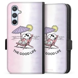 DeinDesign Galaxy A54 5G Handy Klapph&uuml;lle Handyh&uuml;lle aus Kunst Leder schwarz Flip Case Snoopy Official Licensed Product Peanuts Sideflip mit Lasche
