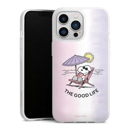DeinDesign iPhone 13 Pro Handy Silikon H&uuml;lle Case wei&szlig; Handyh&uuml;lle Snoopy Official Licensed Product Peanuts Silikon Case