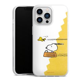 DeinDesign iPhone 13 Pro Handy Silikon H&uuml;lle Case wei&szlig; Handyh&uuml;lle Snoopy Peanuts Children Silikon Case